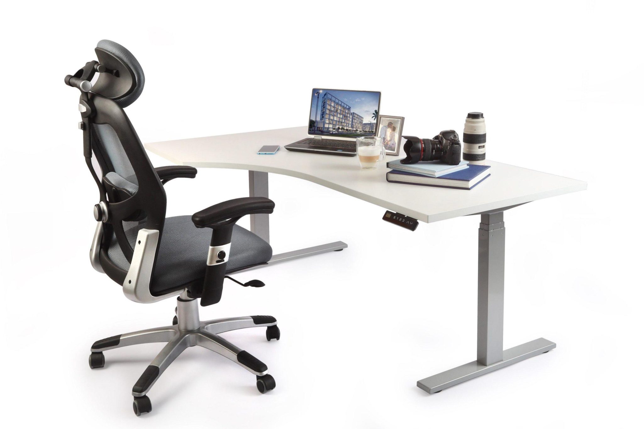 Biurko rogowe z elektryczną regulacją wysokości - Biurka-regulowane ...